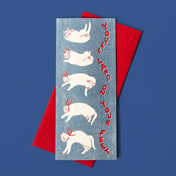 You'll Land On Your Feet- Risograph Greeting Card - World Famous Original