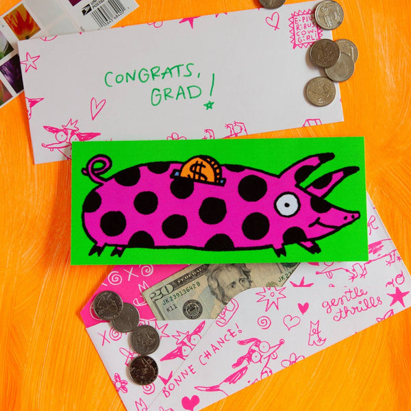 Fuzzy Piggy Bank Card - World Famous Original