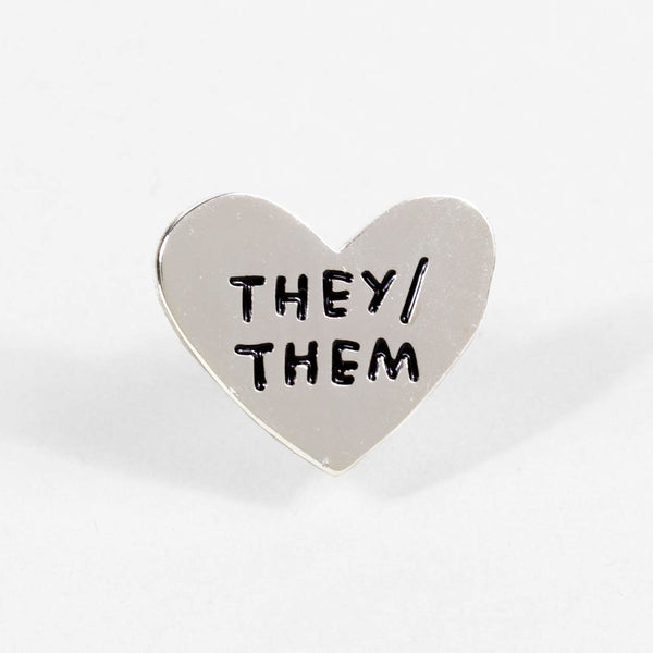 They/Them Pronoun Heart Pin - World Famous Original